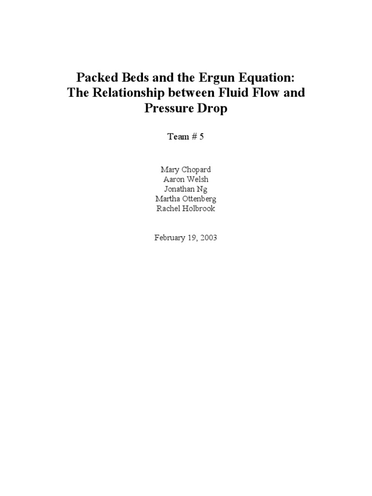 Packed Bed Fluid Flow and the Ergun Equation | PDF | Fluid Dynamics ...
