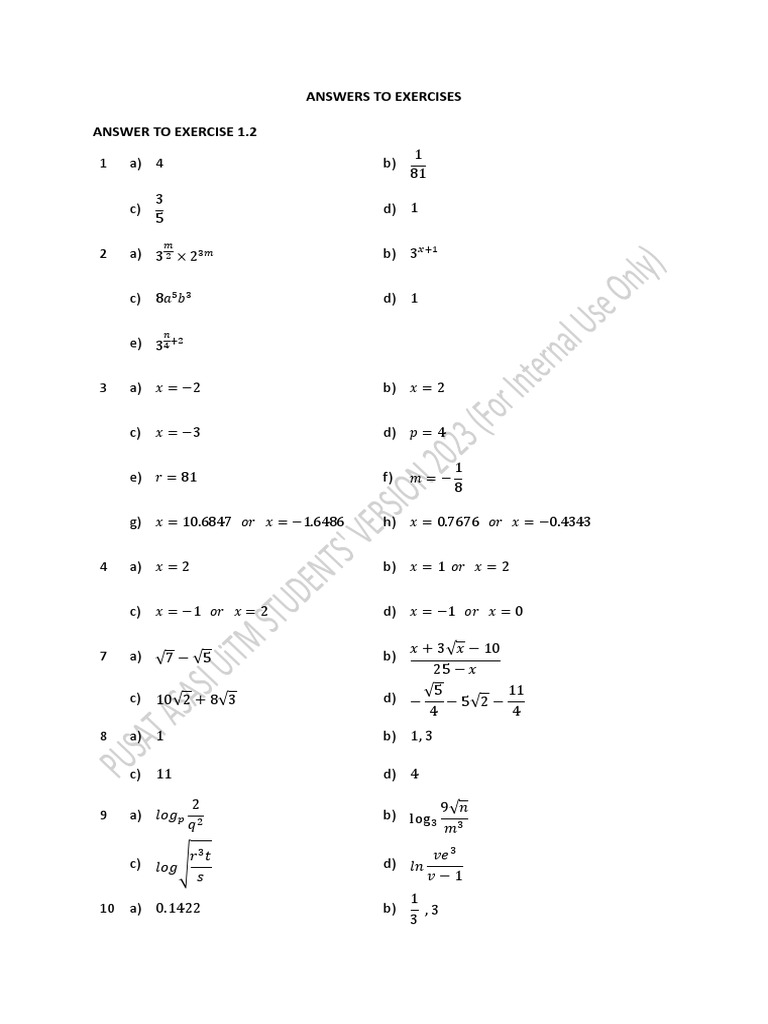 ANSWERS TO EXERCISES 2023 CHP 1 | PDF