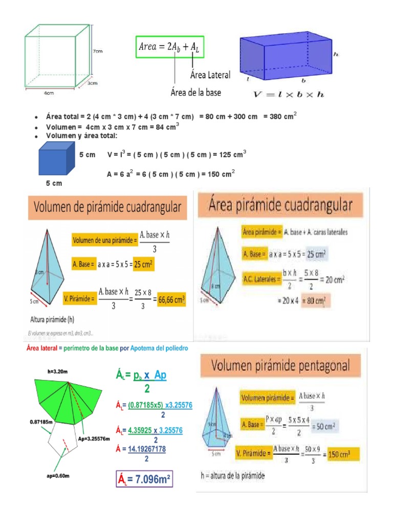 Área Total y Volumen - Área y Perímetro | PDF | Triángulo | Rectángulo