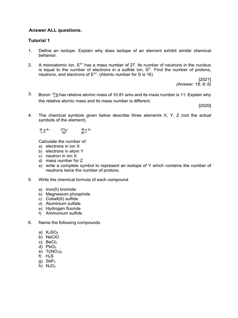Isotope and Chemical Behavior Tutorial | PDF | Science & Mathematics