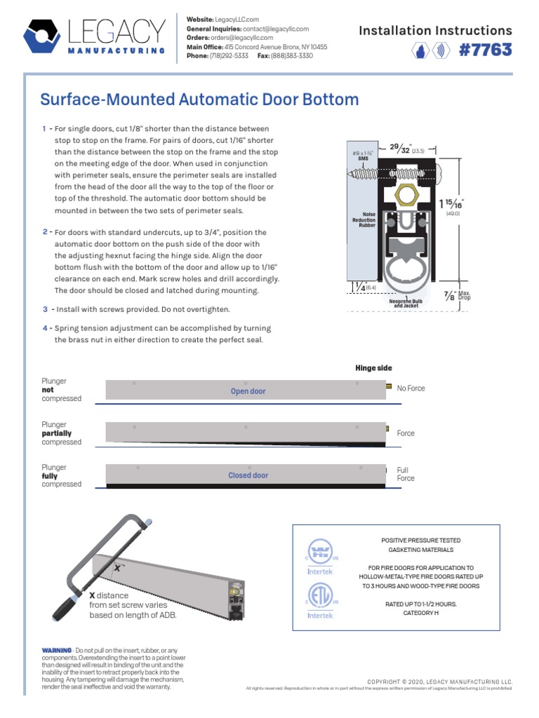 Automatic Door Bottom Installation Guide | PDF