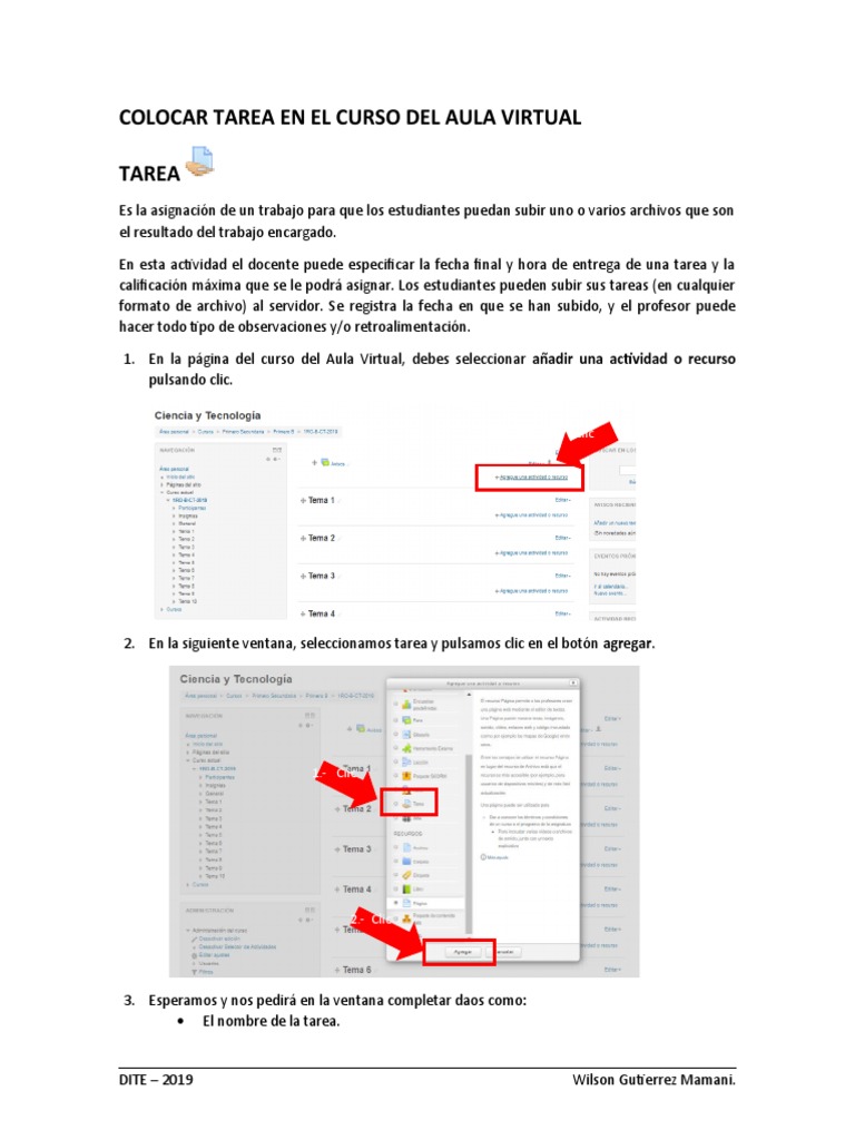 3 7 Guia Colocar Tarea en El Curso Del Aula Virtual | Descargar gratis ...