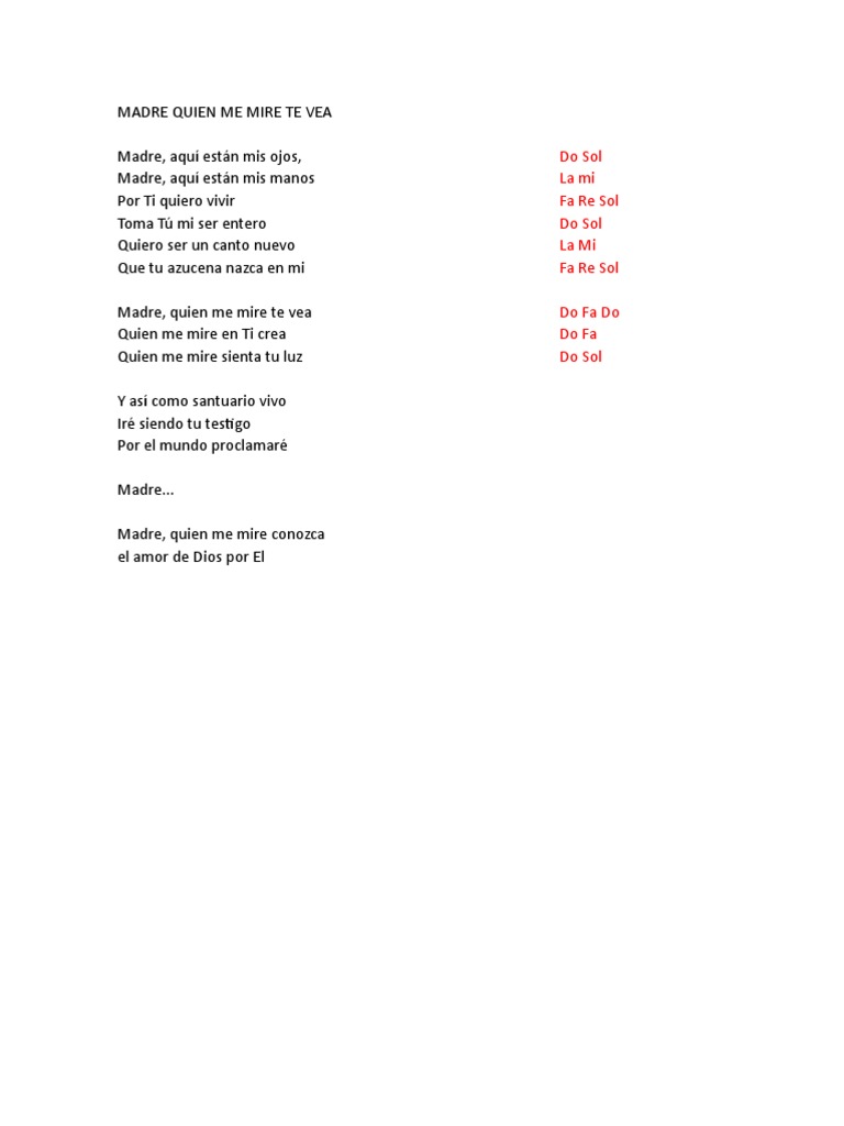 Madre Quien Me Mire Te Vea Letra y Acordes | PDF