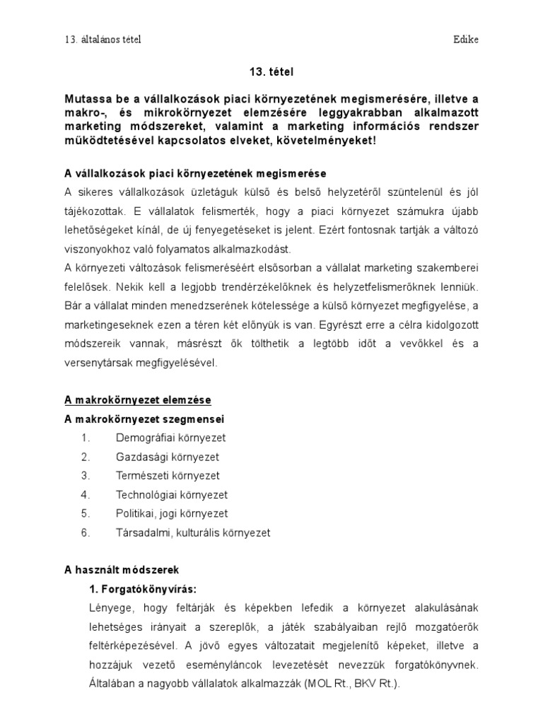 13 Tétel | PDF