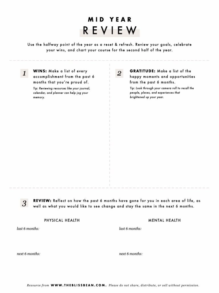 Mid Year Review Worksheet | PDF