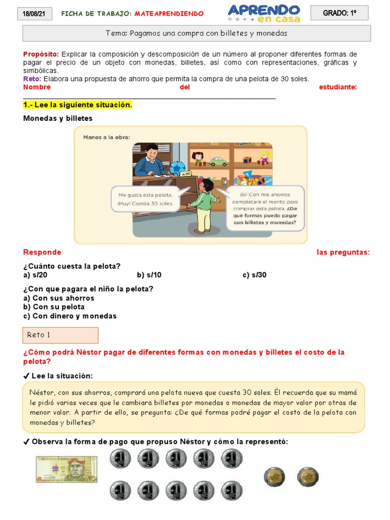 Hojas De Trabajo Sobre Dinero Para Segundo Grado Dinero Y Monedas