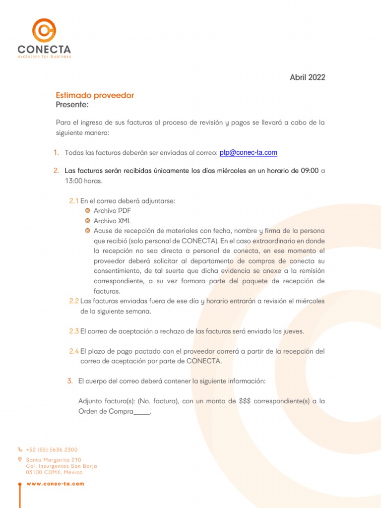 Comunicado Recepción Facturas Proveedores | PDF | Finanzas y dinero