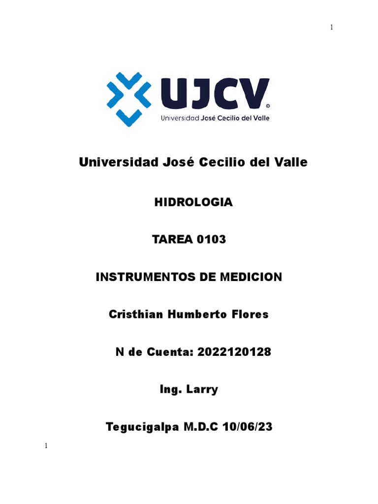 Cristhian Flores 2022120128 Tarea0103 Hidrologia | PDF Cristhian Flores 2022120128 Tarea0103 Hidrologia | PDF