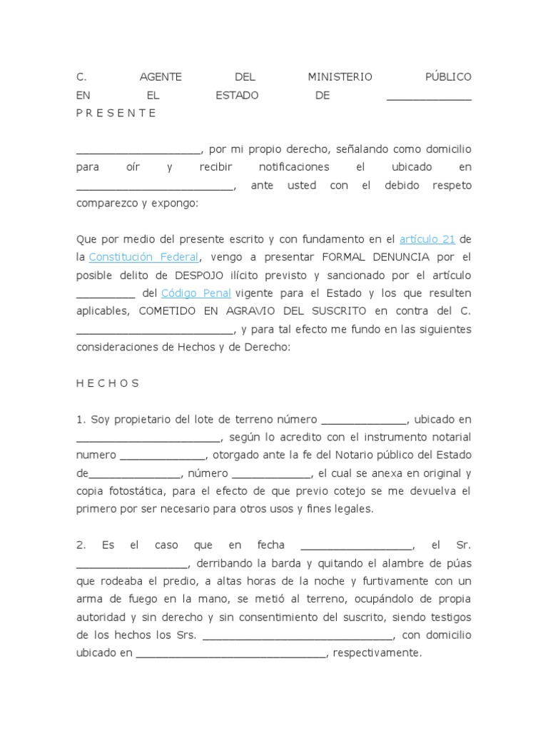 formato de despojo | PDF