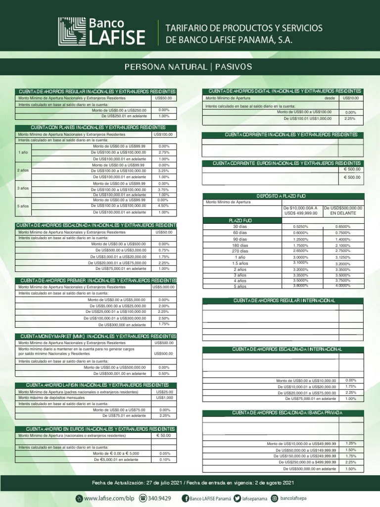 Tarifario | PDF | Cheque | Jubilación