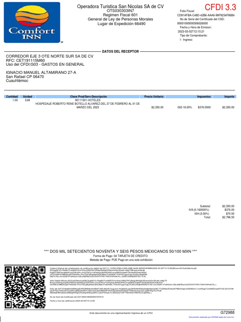 Cfdi G072988 | PDF | Pagos