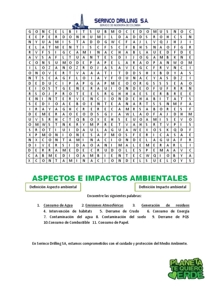 Sopa de letras: Impacto ambiental | PDF | Contaminación | Ciencia ...