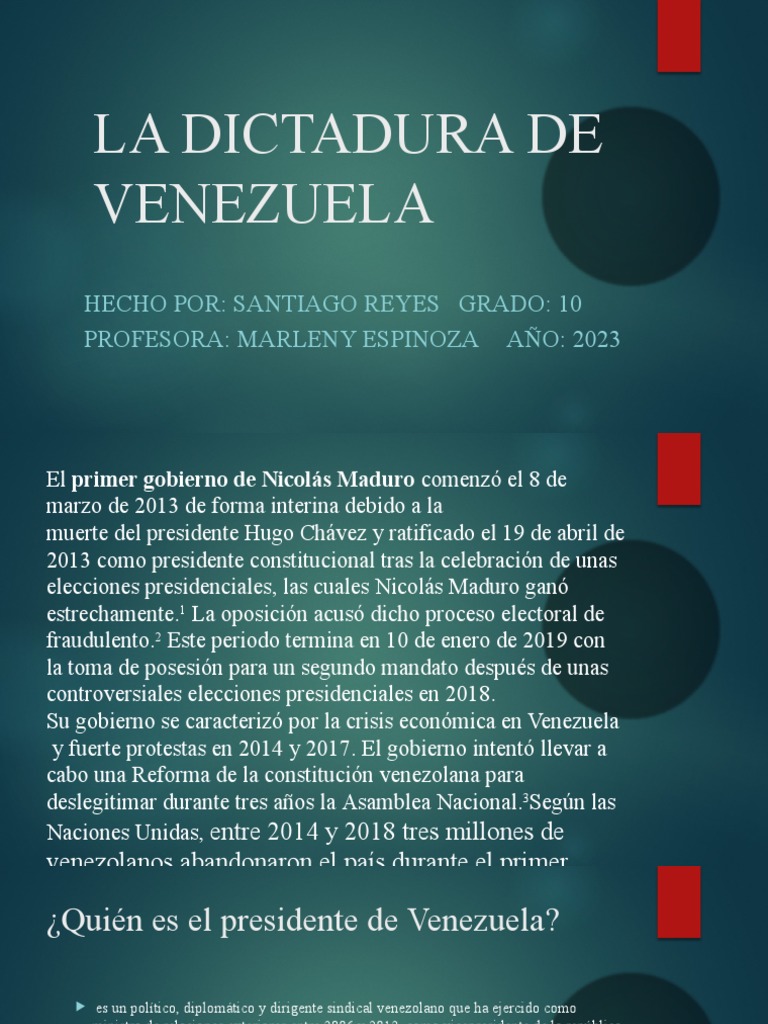 La Dictadura de Venezuela | PDF | Nicolás Maduro | Venezuela