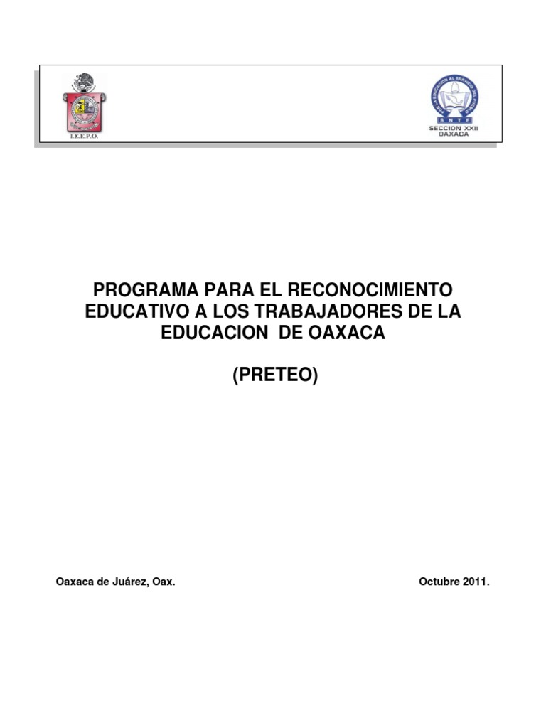 Propuesta del PRETEO en Oaxaca | PDF | Evaluación | Aprendizaje
