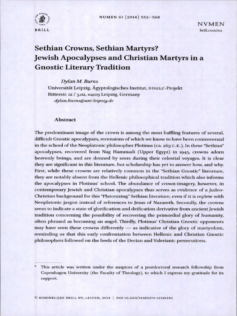 Sethian Crowns, Sethian Martyrs? Jewish Apocalypses and Christian ...