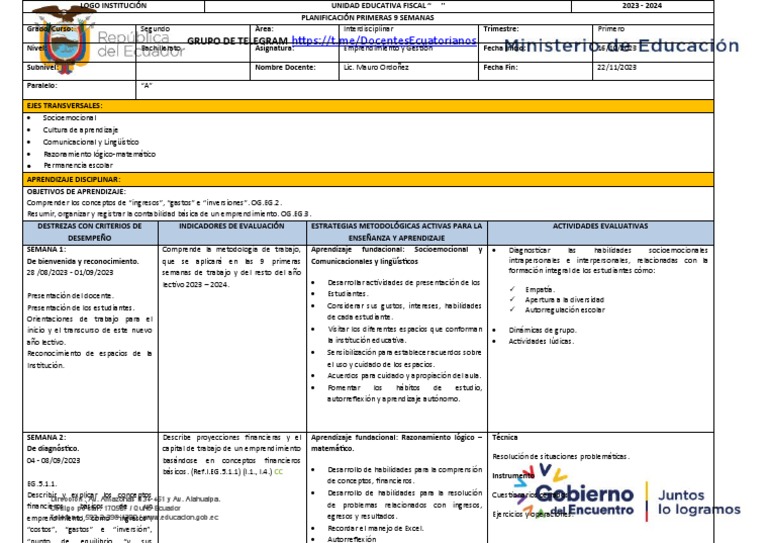 Formato de Planificación 9 Semanas | PDF | Arte