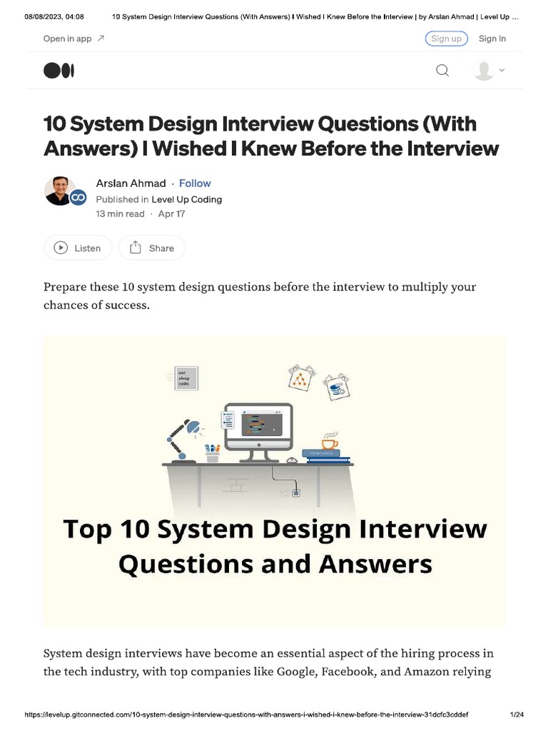 10 System Design Interview Questions (With Answers) | PDF