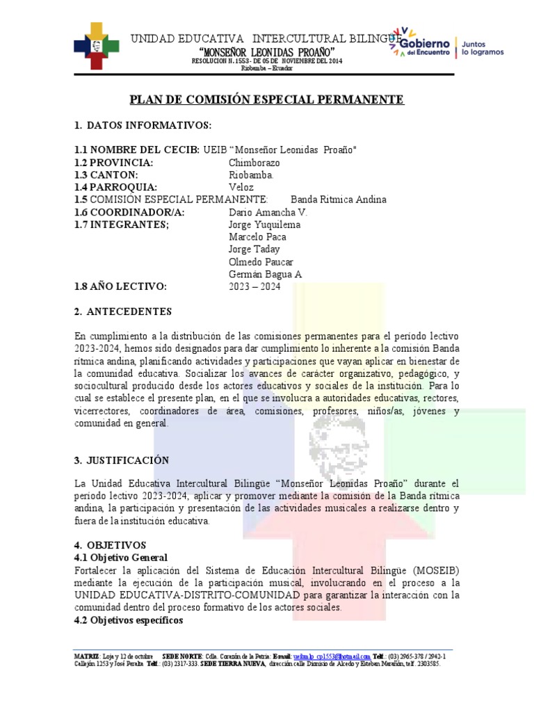 Plan de Comisión Banda Ritmica 2023-2024 | PDF Plan de Comisión Banda Ritmica 2023-2024 | PDF