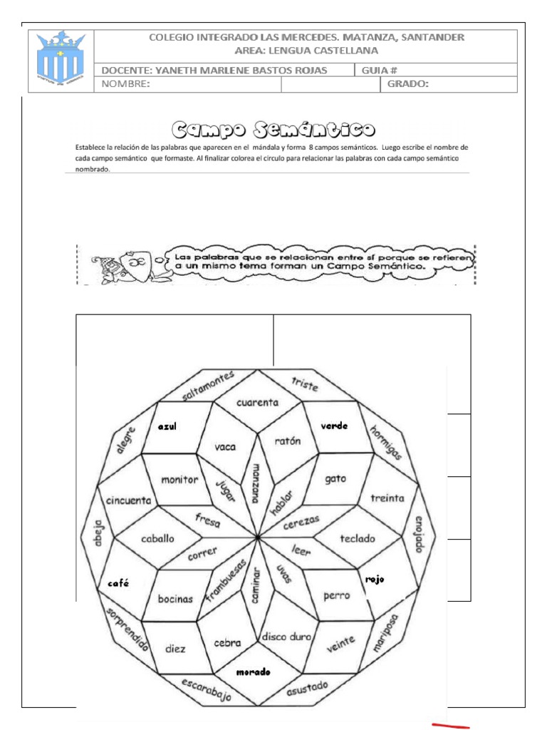 Campo Semantico. Guia 2. Sexto | PDF Campo Semantico. Guia 2. Sexto | PDF