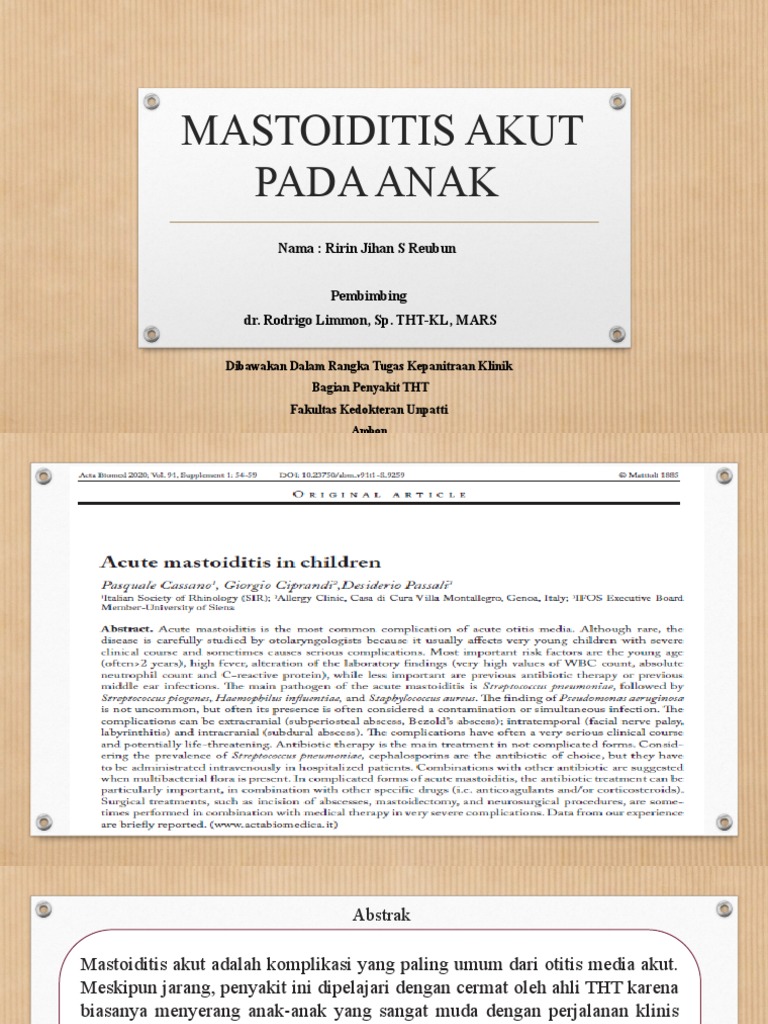 Mastoiditis Akut Pada Anak | PDF