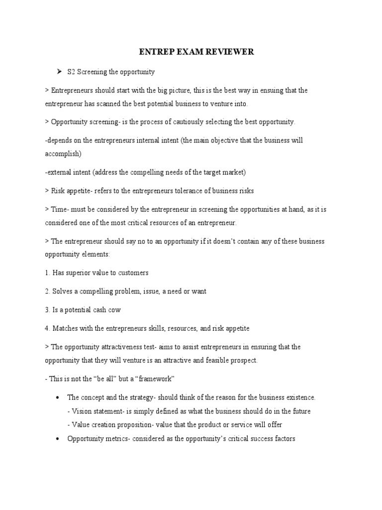 ENTREP Exam Reviewer | PDF | Focus Group | Market Segmentation