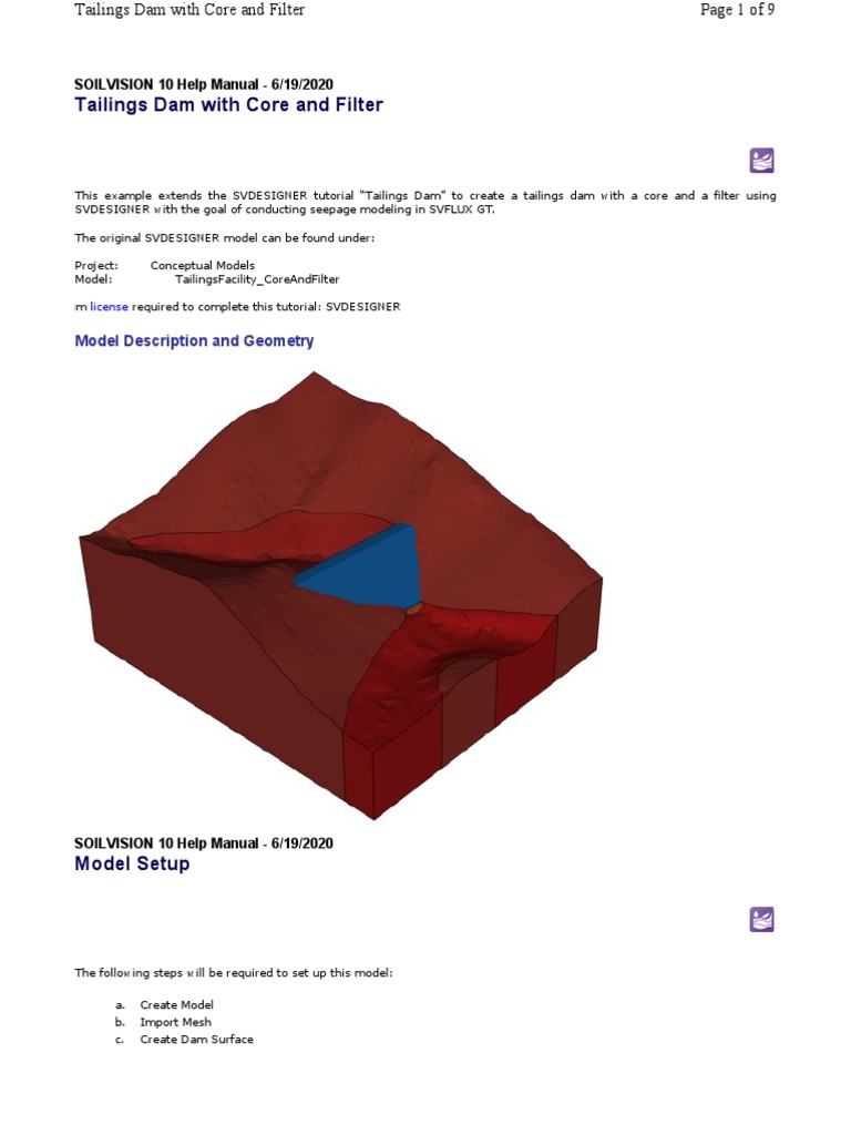 Tailings Dam With Core and Filter: Model Description and Geometry | PDF ...