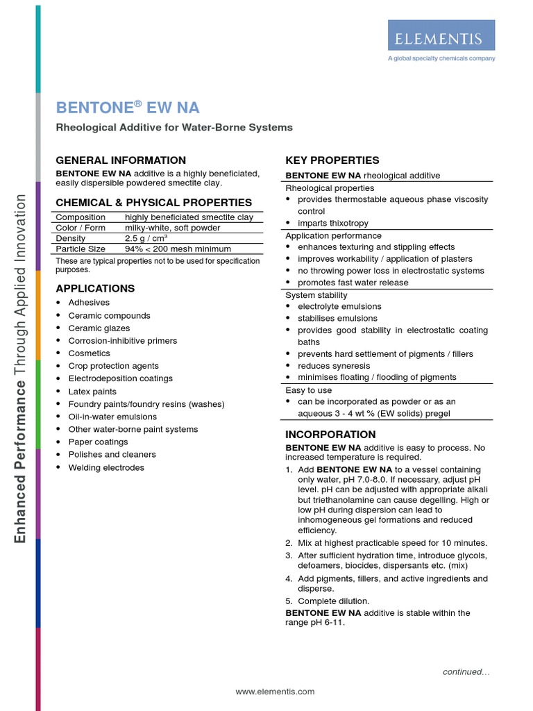 Bentone EW NA | PDF