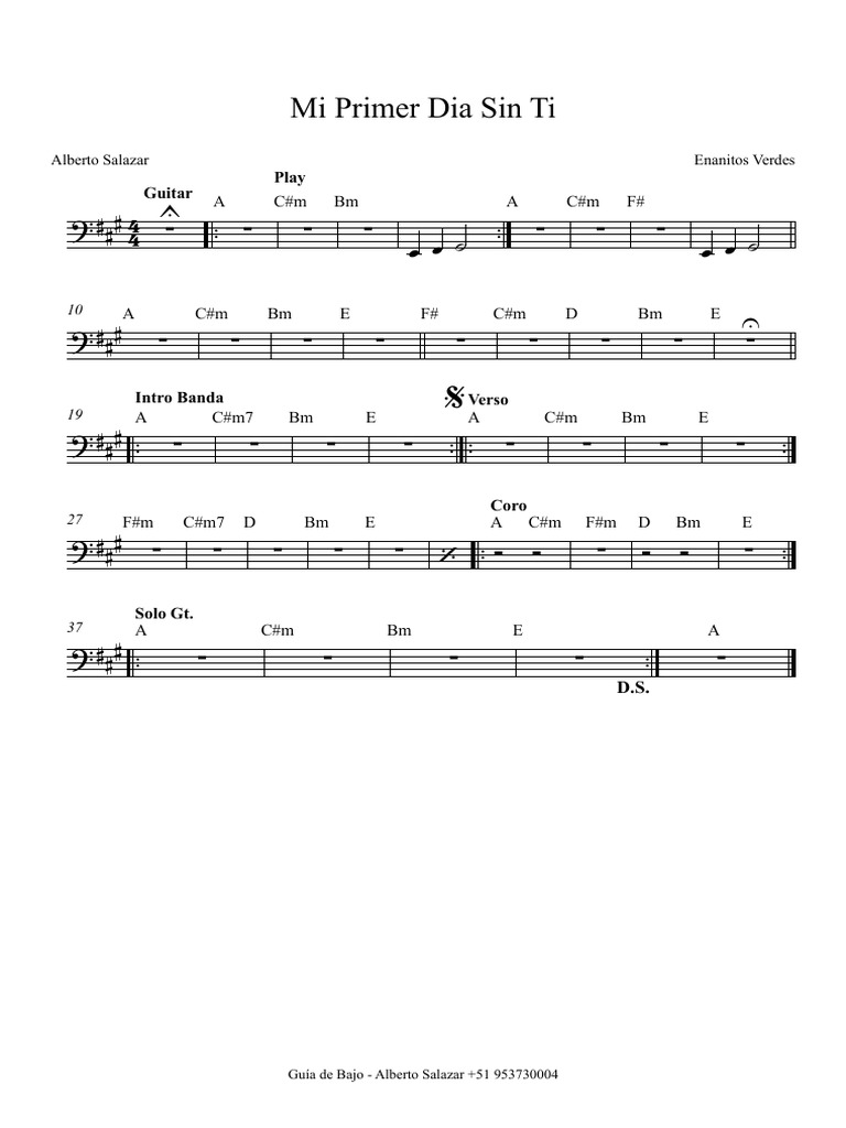 5 Mi Primer Dia Sin Ti BASS - Partitura Completa | PDF