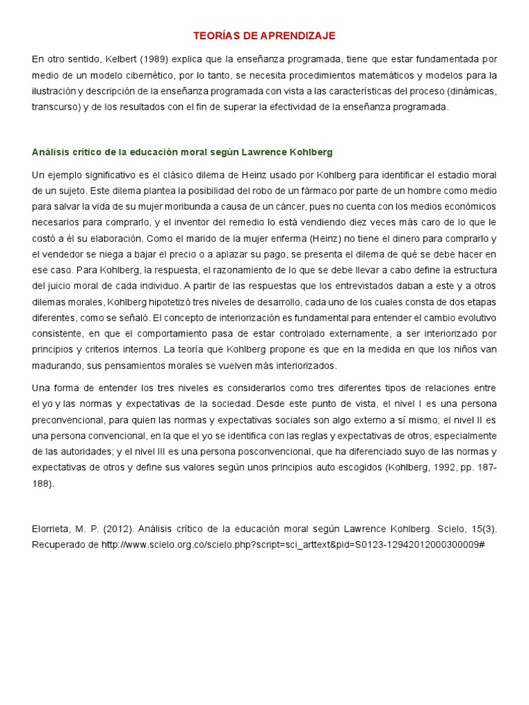 TEORÍA DE APRENDIZAJE - Kelbert | PDF