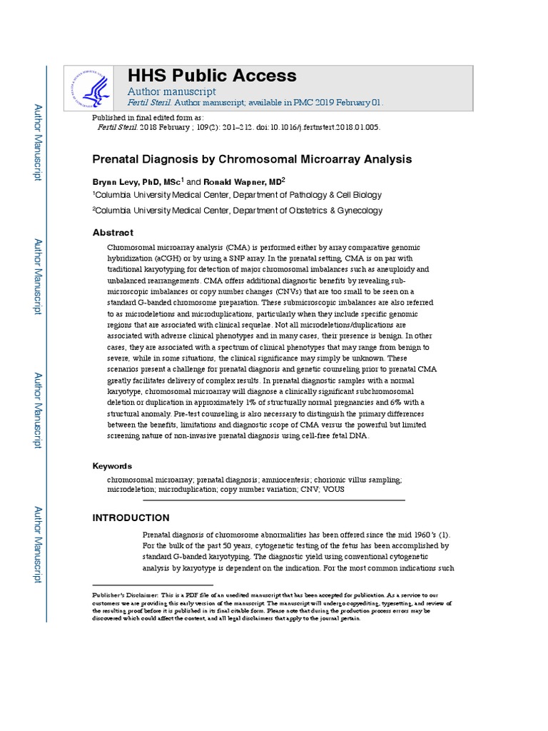 20- Prenatal Diagnosis by Chromosomal Microarray Analysis | PDF ...