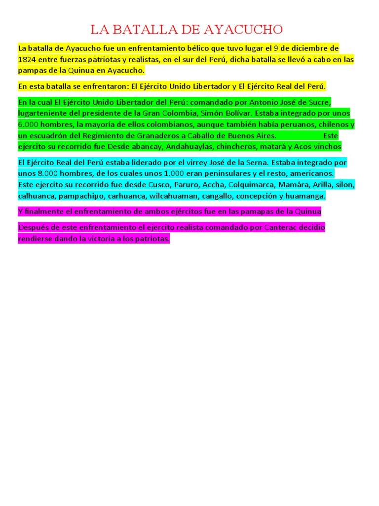 La Batalla de Ayacucho | PDF