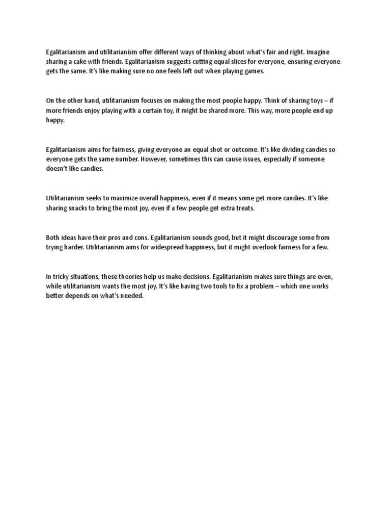 Egalitarianism vs Utilitarianism | PDF