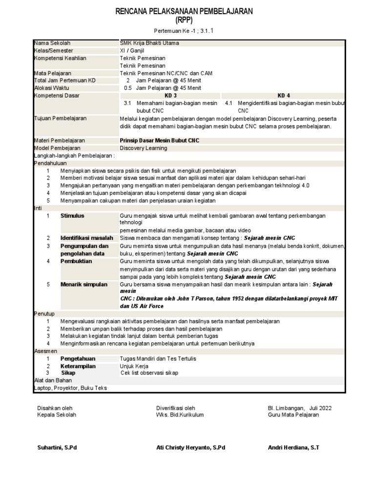 RPP CNC KLS Xi Pemesinan 2022-2023 | PDF | Karier & Perkembangan | Seni