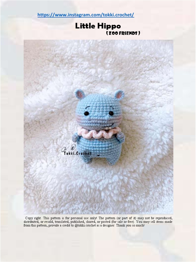 Amigurumi Hipopótamo | PDF | Crochet | Embroidery