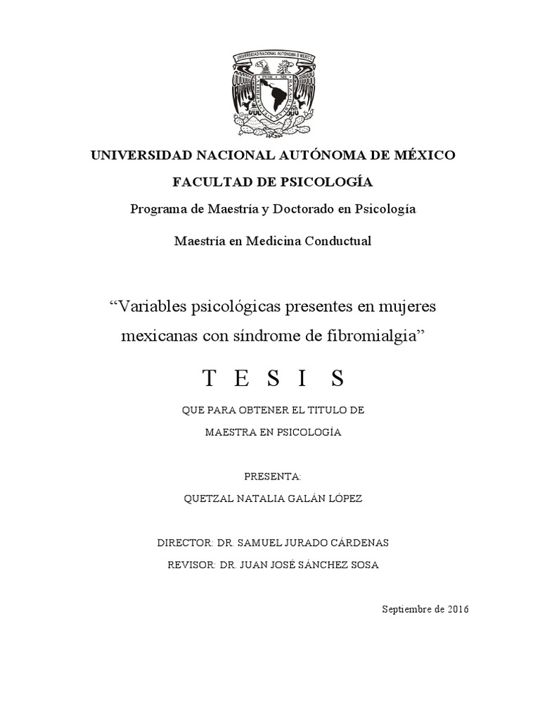 Tesis Natalia Galán | PDF | Fibromialgia | Trastorno depresivo mayor