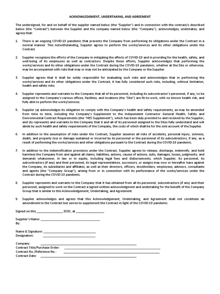 ALL OTHER WORKS NEW and EXISTING CONTRACTS - Suppliers Acknowledgment ... ALL OTHER WORKS NEW and EXISTING CONTRACTS - Suppliers Acknowledgment ...