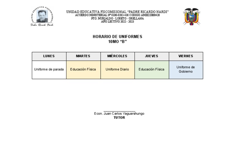 HORARIO UNIFORME(1) | PDF
