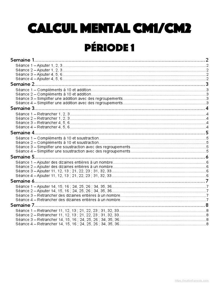 Calcul Mental CM1 CM2 - P1 - Fichier Enseignant | PDF | Méthodes et références pédagogiques