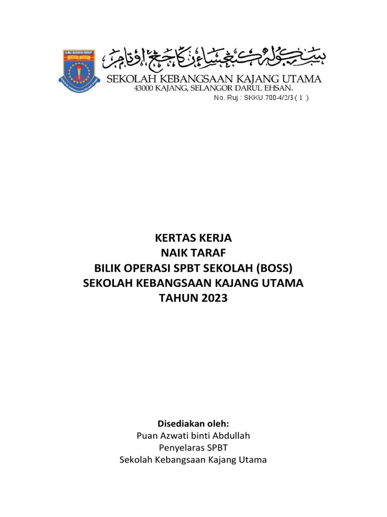 Kertas Kerja Naik Taraf Bilik SPBT | PDF
