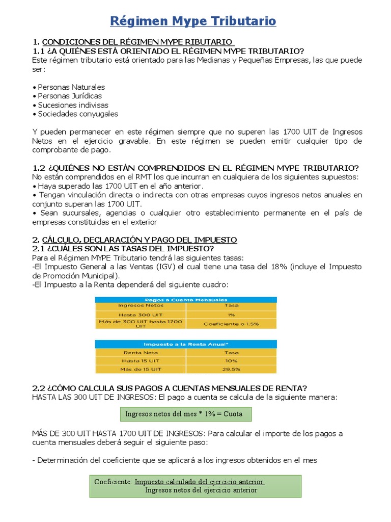 Régimen Mype Tributario | PDF | Finanzas y dinero