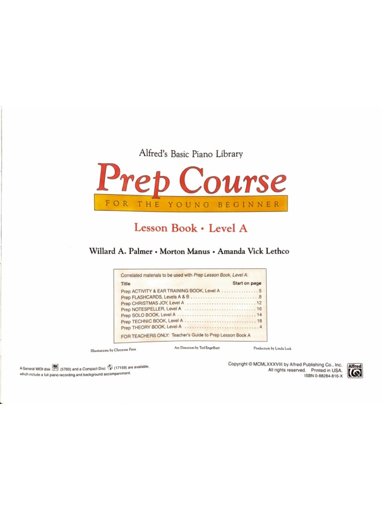 Alfred Prep Course Lesson Book Level A | PDF