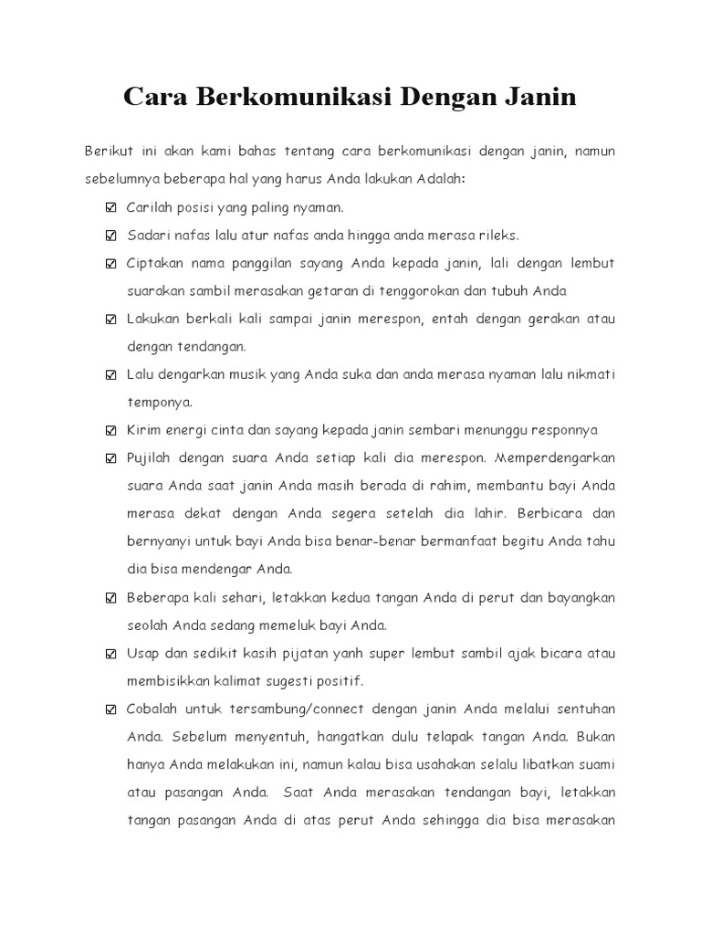Cara Berkomunikasi Dengan Janin | PDF