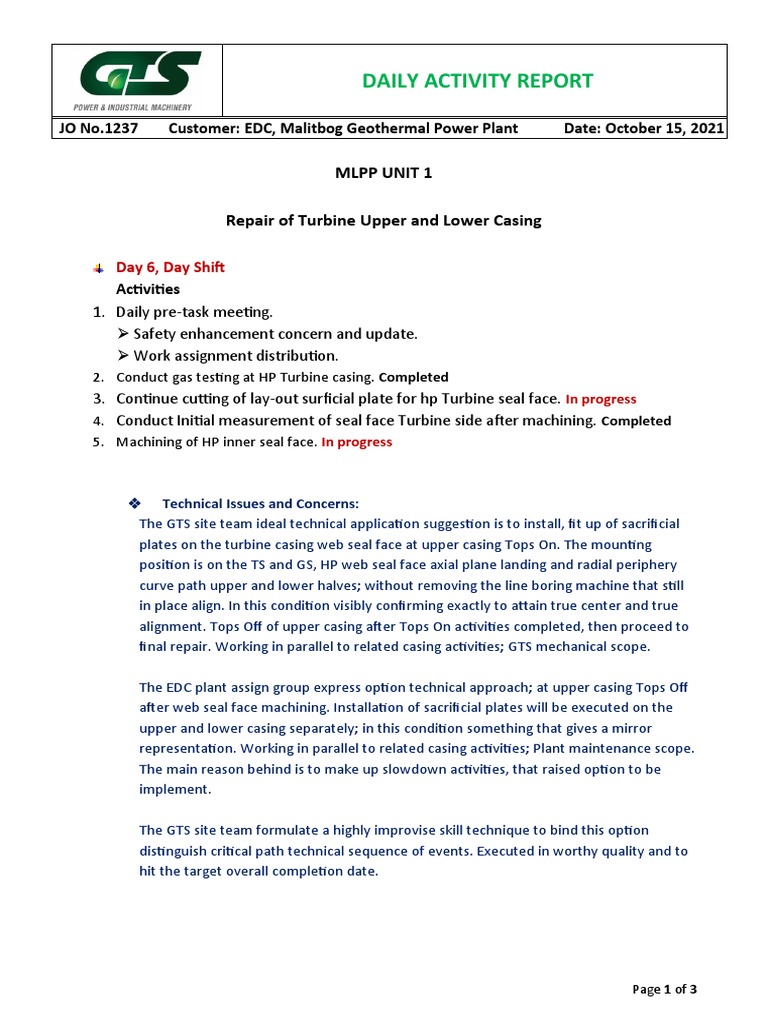 6A. MLPP, Unit 1, Turbine Casing Machining | PDF