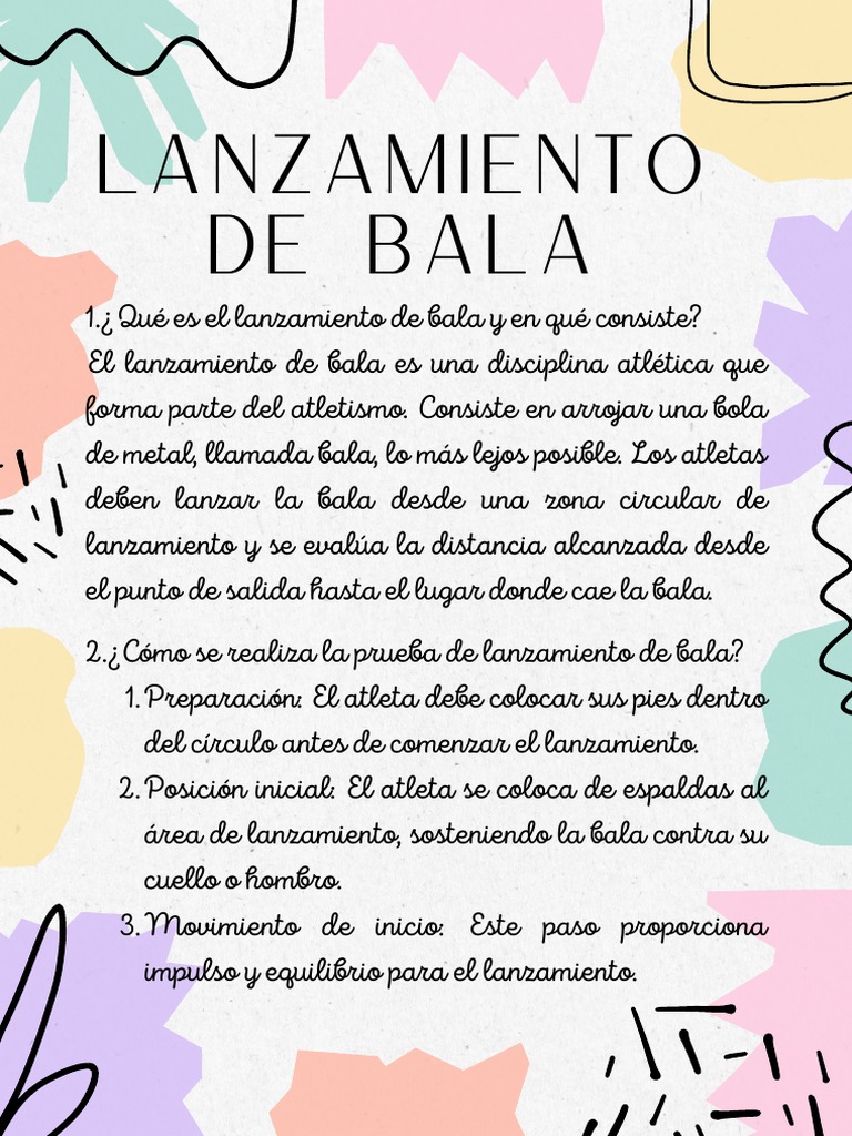 Lanzamiento de bala | PDF | Deporte del atletismo | Rotación