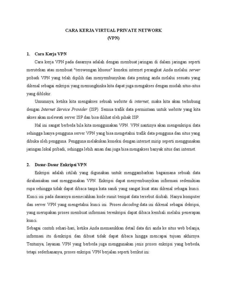 Cara Kerja Virtual Private Network | PDF