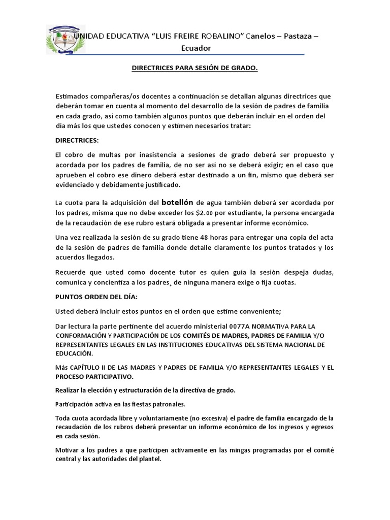 Directrices Sesion de Grado | PDF