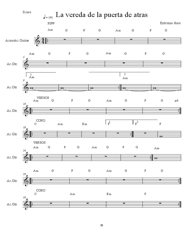 Extremoduro - La Vereda de La Puerta de Atras - Score | PDF