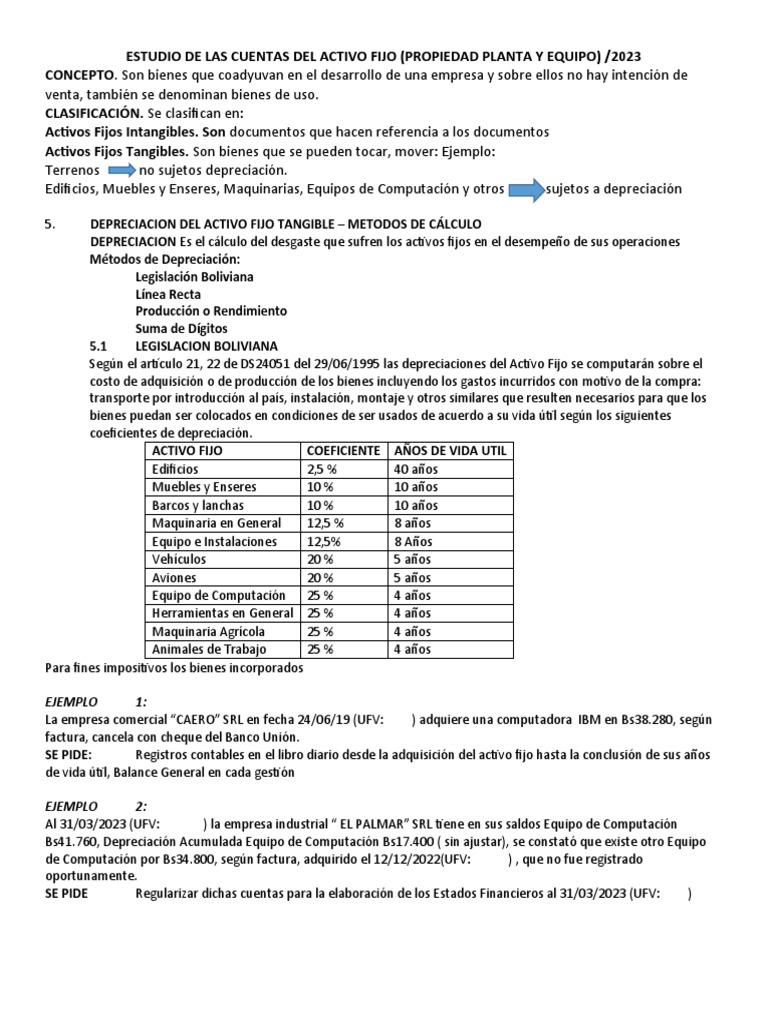 Cont Ii-Tema 5-Activos Fijos-2023 | Descargar gratis PDF | Depreciación | Activo fijo