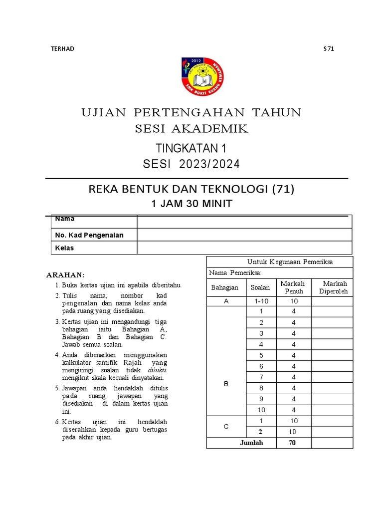 SOALAN RBT F1 (PPT 2023) | PDF