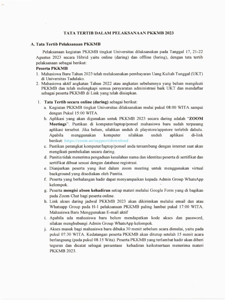 Tata Tertib PKKMB Untad 2023 | PDF